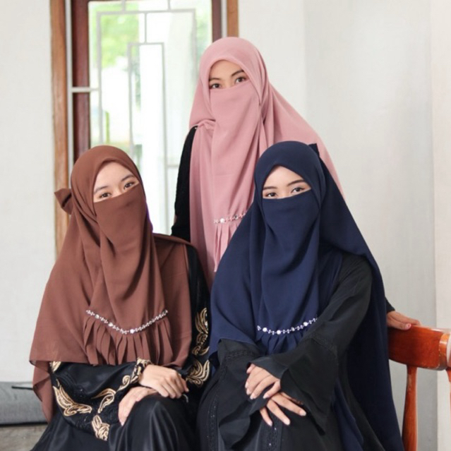 Jual Khimar Segi Empat Haneefa Satu Set Cadar Rempel Payet hand made ...