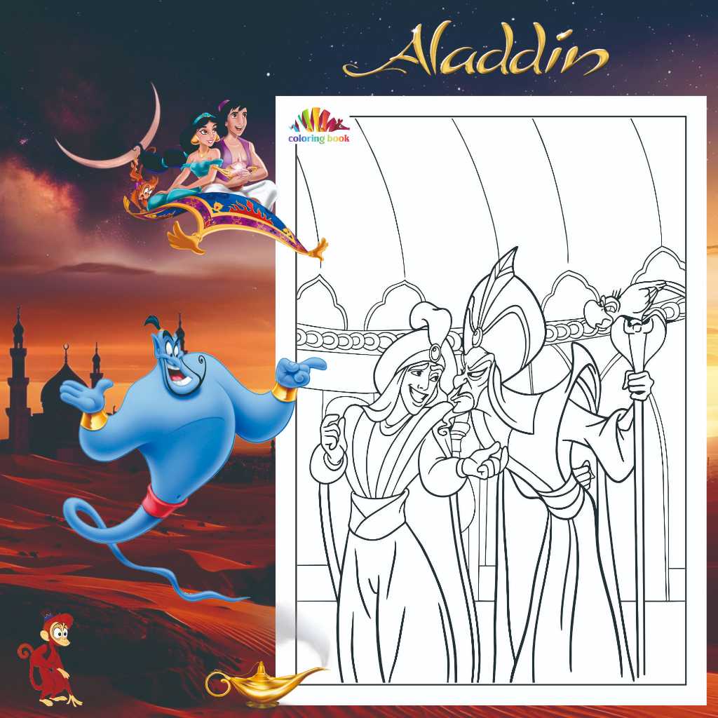 Jual KERTAS MEWARNAI / COLORING / KERTAS GAMBAR / ALADDIN / KERTAS ...