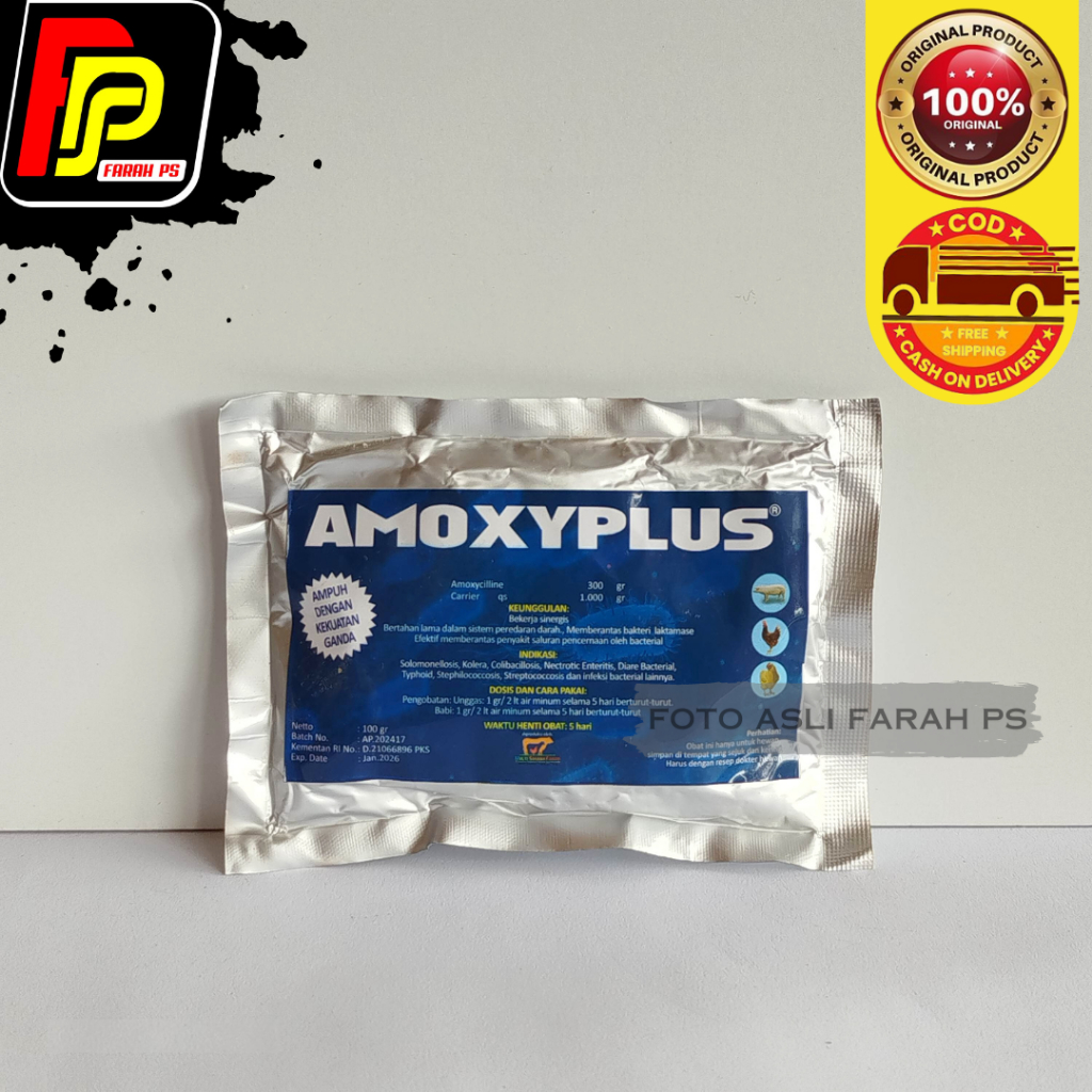 Jual Amoxyplus 100 gram Antibiotik untuk saluran pencernaan pada hewan ...