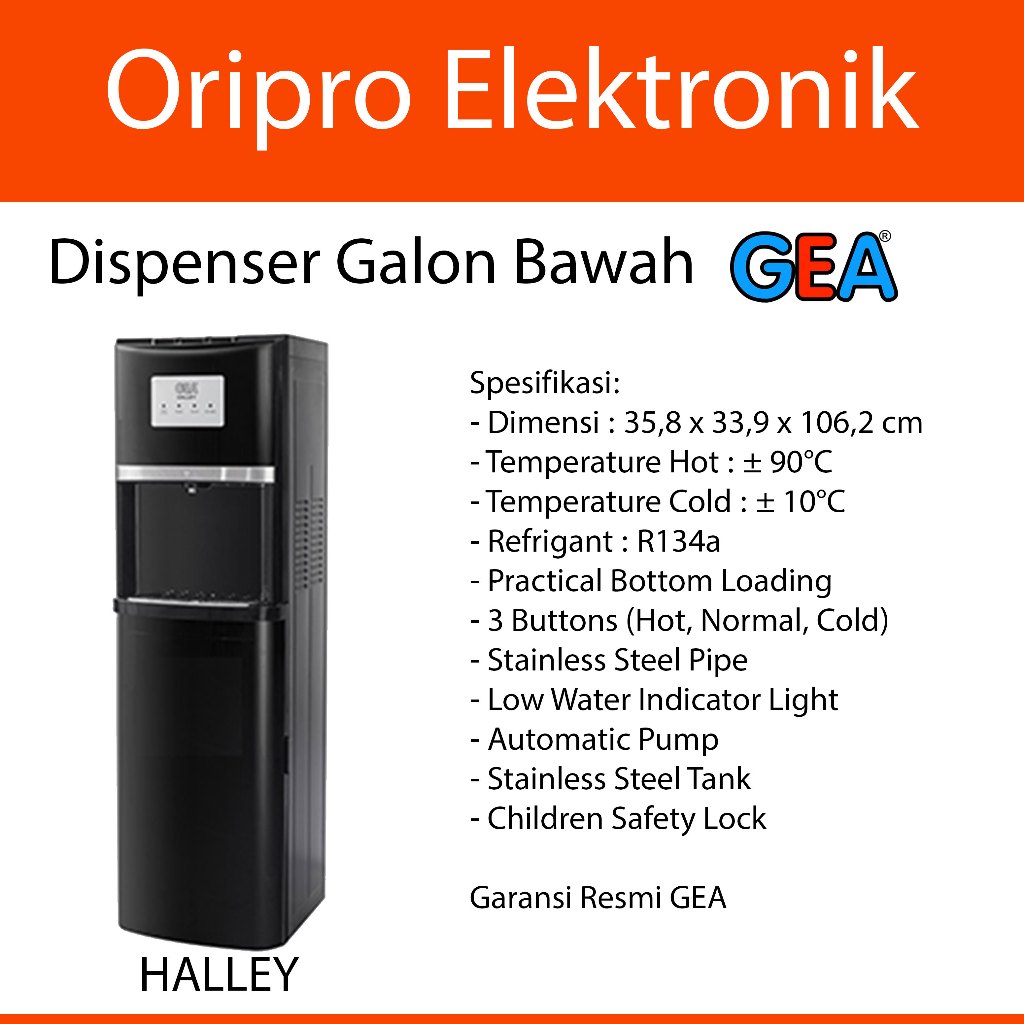 Jual Water Dispenser Galon Bawah Gea Kompresor HALLEY | Shopee Indonesia