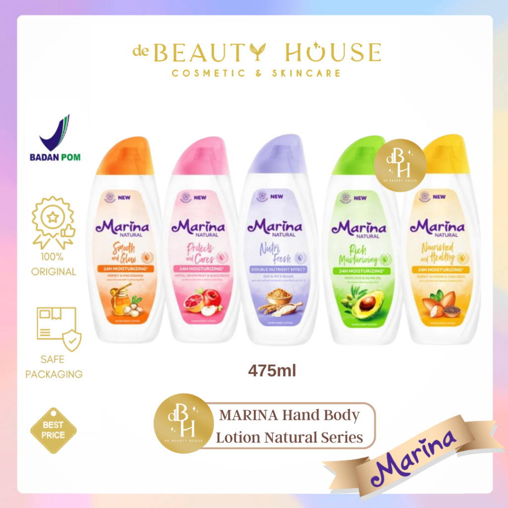 Jual MARINA Hand Body Lotion Natural 475ml Series | Shopee Indonesia