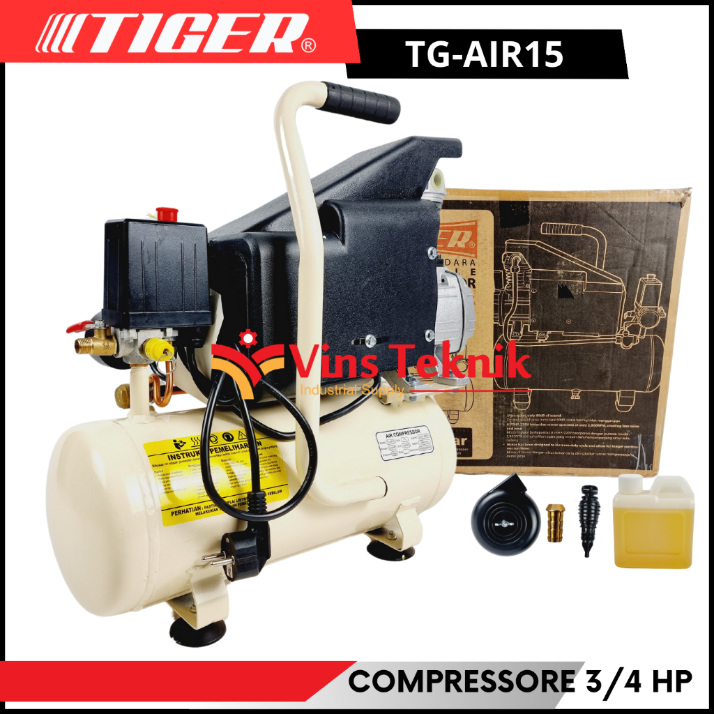 Jual Mesin kompresor angin 3/4 HP Compressor TG AIR 15 TIGER TG AIR15 ...