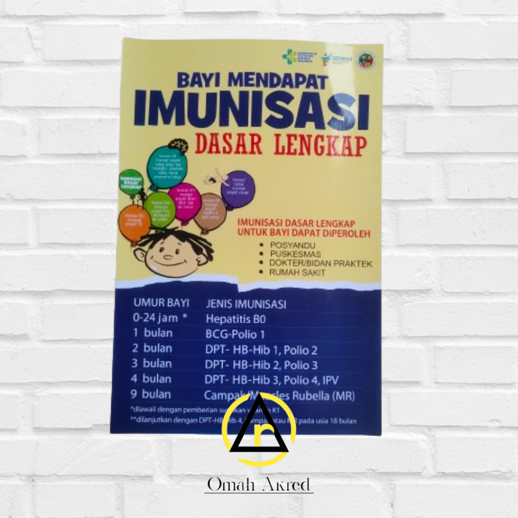 Jual Poster Bayi Mendapat Imunisasi Dasar Lengkap - 12 Indikator ...