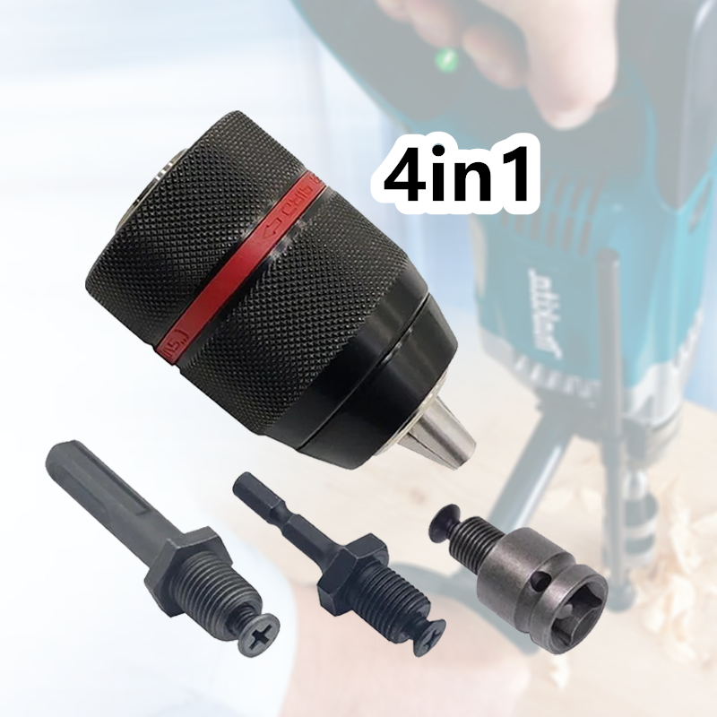 Jual 4in1 Kepala+3 Adaptor Keyless Chuck Bor 13 Mm Ratchet Keyless ...