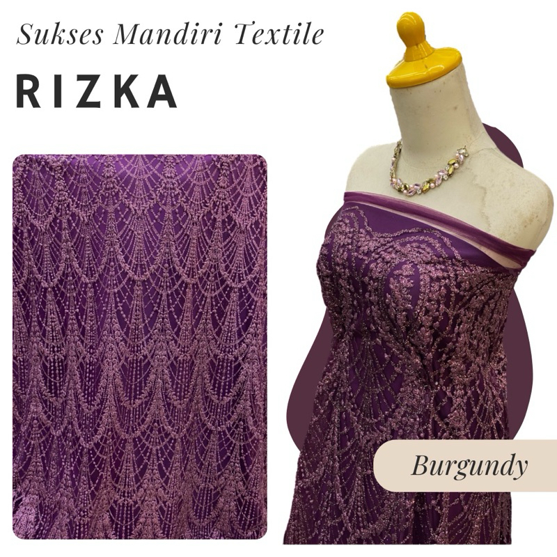 Jual [RIZKA] Brukat Tile Premium Mewah Warna Burgundy | Harga ½ meter ...