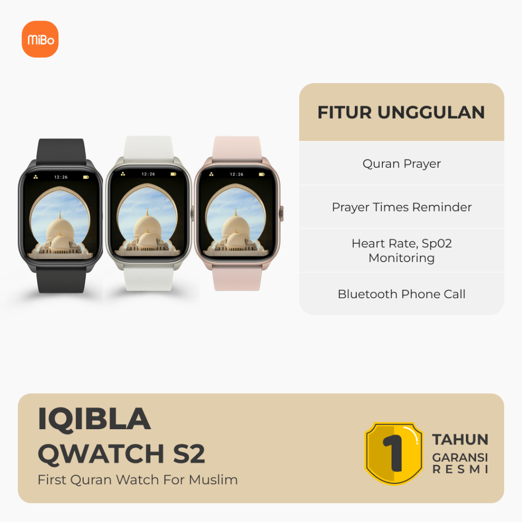 Jual iQibla QWatch S2 1.83 Inch Quran Watch Bluetooth Phone Call ...