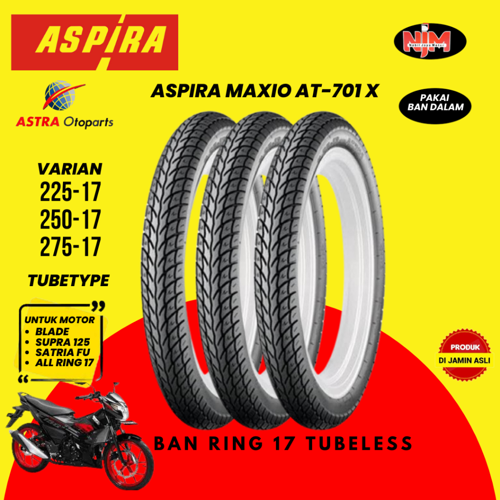 Jual BAN LUAR ASPIRA AT 701 X RING 17 TUBETYPE (TT) ASTRA OTOPARTS ...
