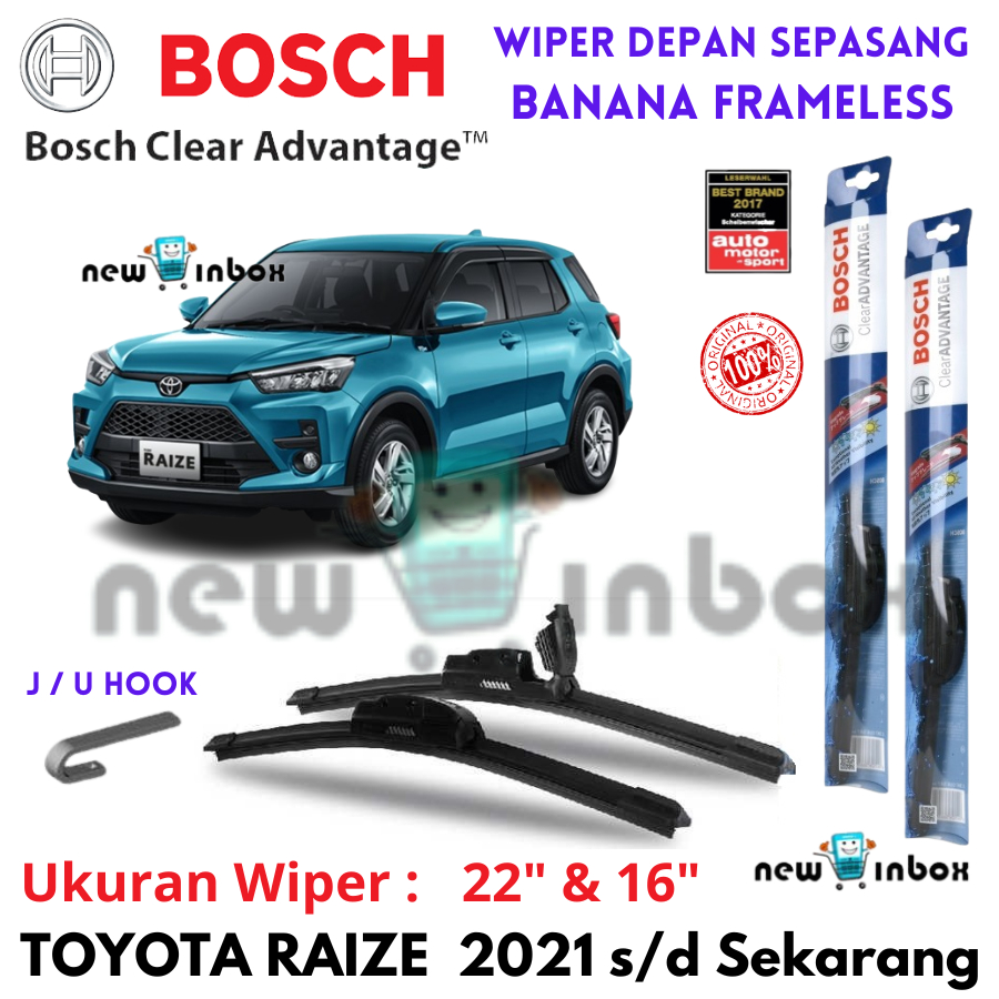 Jual Wiper Depan Mobil TOYOTA RAIZE 2021-On Sepasang Frameless BOSCH CLEAR ADVANTAGE 22" & 16 ...