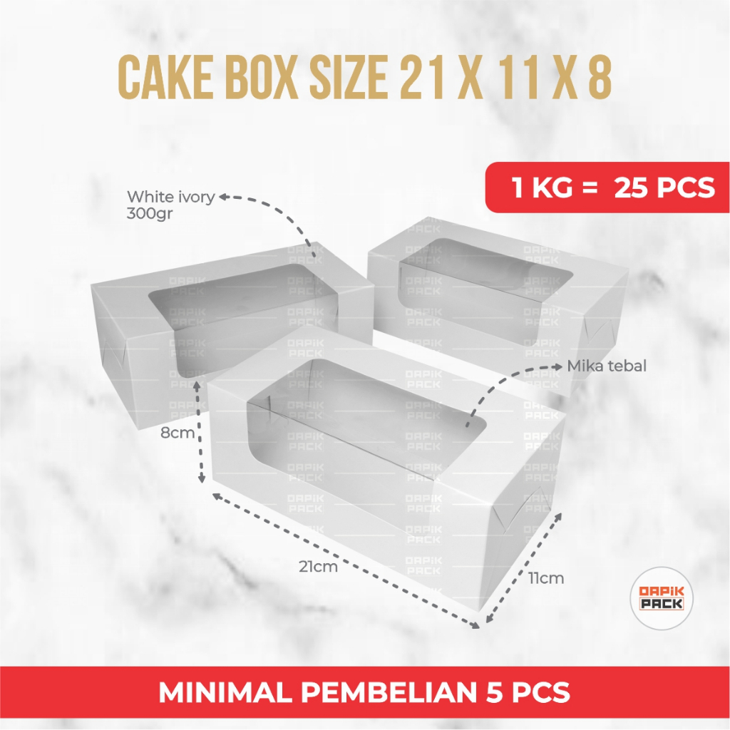 Jual CAKE BOX 21x11x8, Kemasan Kue, Kemasan Roti, Packaging Kue ...