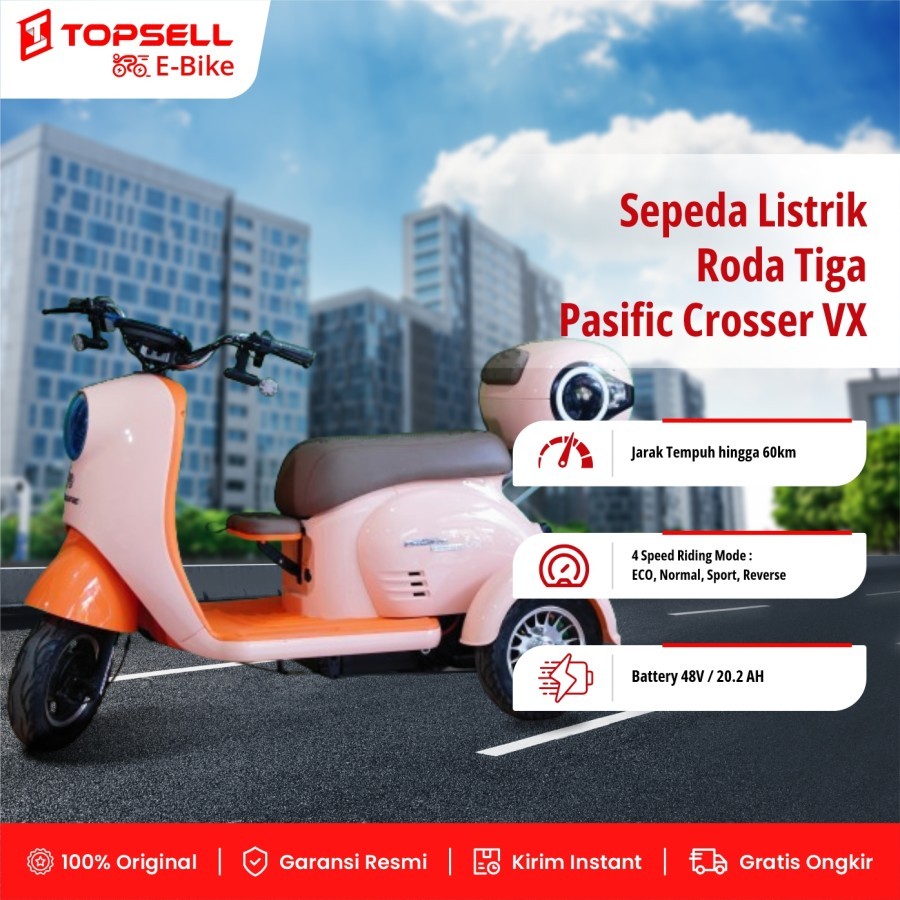 Jual Sepeda Listrik Roda 3 Pacific Crosser VX 650Watt Gratis Ongkir ...