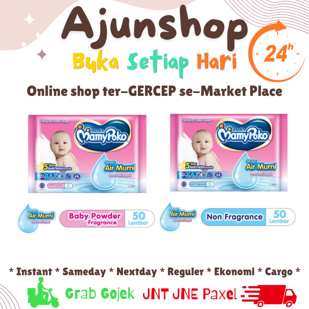 Jual Tissue basah Mamypoko Baby care Wipes Non Fragrance Air Murni 50 ...