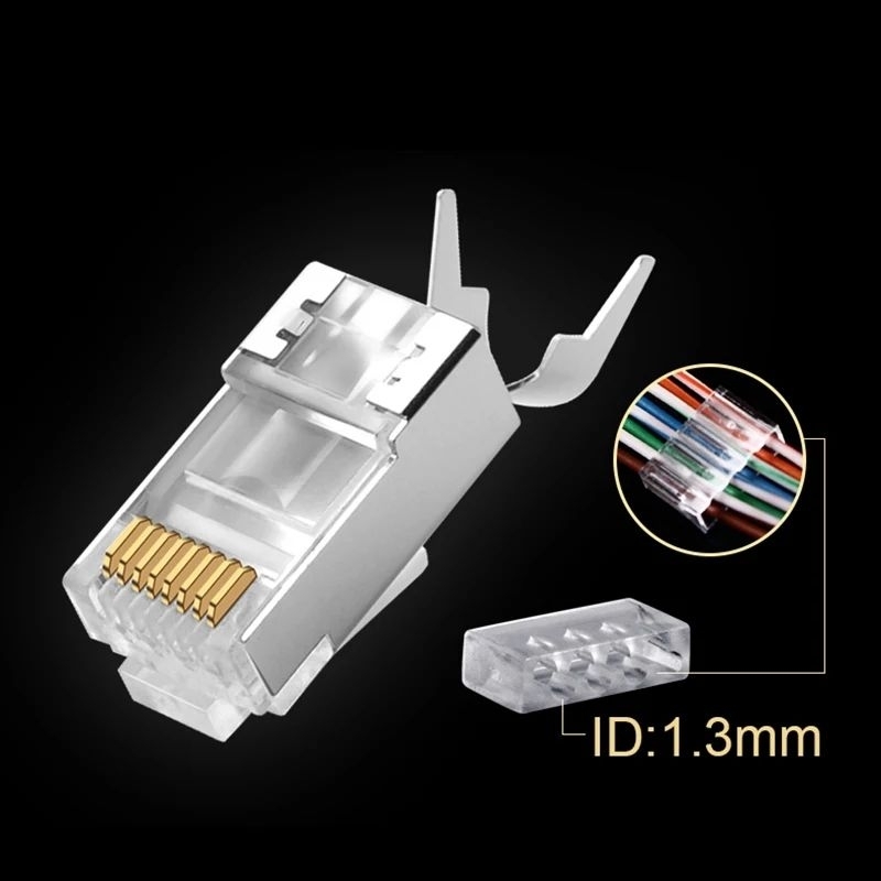 Jual Connector RJ45 CAT7 CAT6 Shielded Besi isi 10 Pcs | Shopee Indonesia