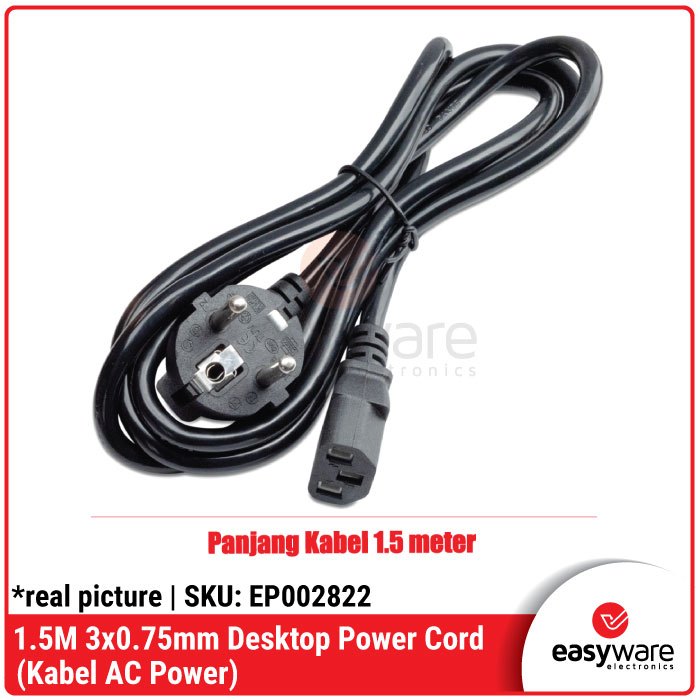 Jual Kabel AC Power/AC Cord 1.5M 3x 0.75mm | Shopee Indonesia