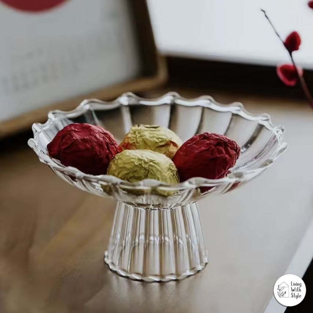 Jual Living With Style - Delicate Style Glass Snack Candy Tray Bowl ...