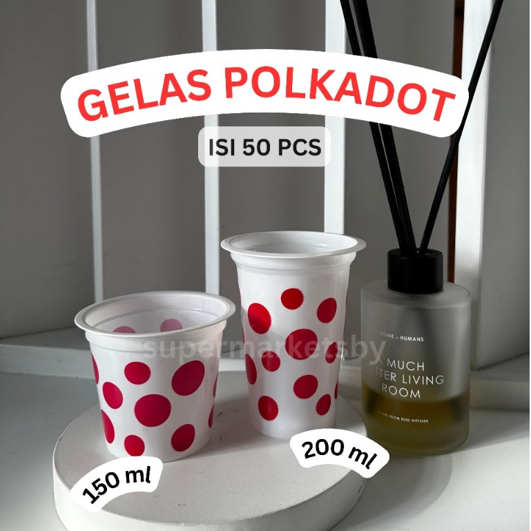 Jual [HOK] Gelas Motif BOLA BOLA POLKADOT MERAH / Gelas Plastik Acara ...