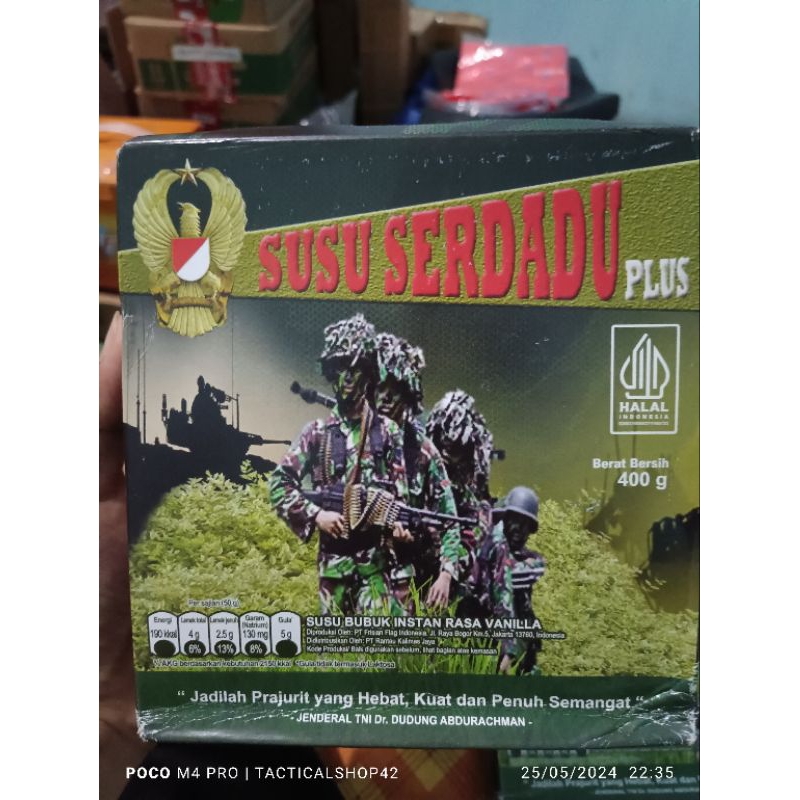 Jual Susu Serdadu Ransum TNI Susu Bubuk Instan Rasa Vanilla 400 Gram ...