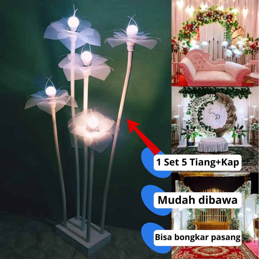 Jual standing lampu bunga. tangkai pipa elastis. kap kelopak fiber ...