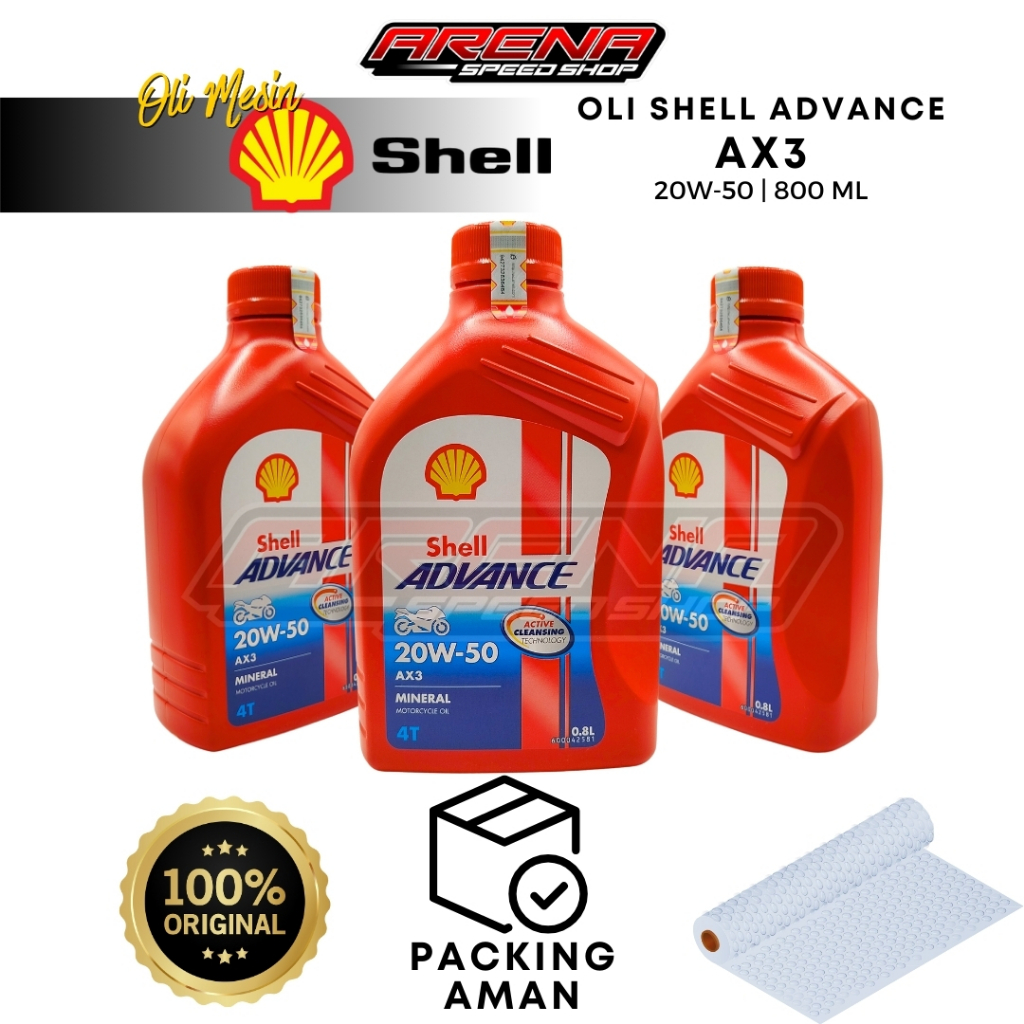Jual SHELL Advance AX3 20W-50 4T 800ml Oli Mesin Motor Bebek Manual 4 ...