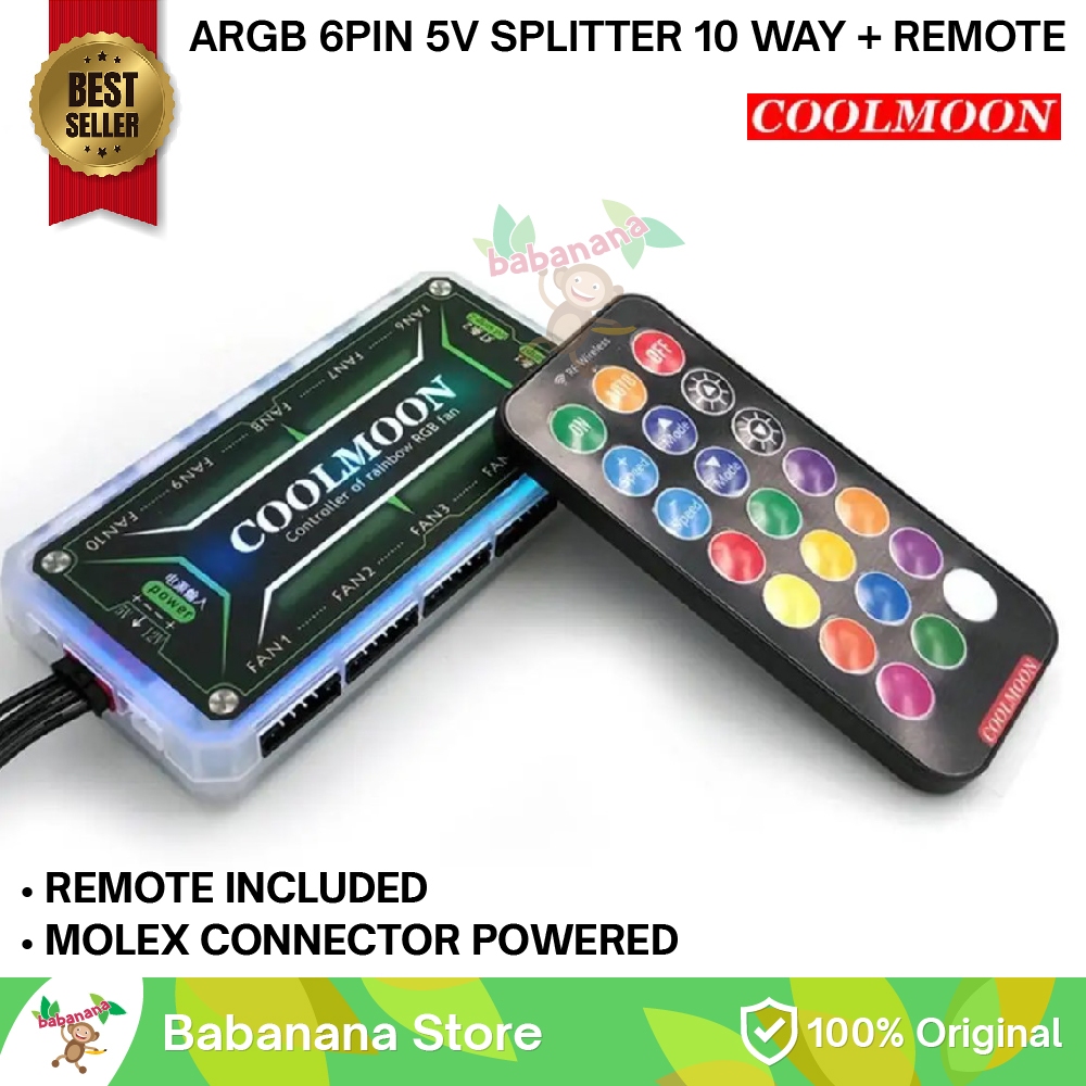 Jual ARGB Coolmoon RGB Remote Controller 3Pin 5V Led Smart Fan ...
