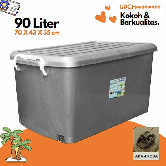 Jual BOX CONTAINER 90 LITER + RODA - Kontainer Box Plastik / Container ...