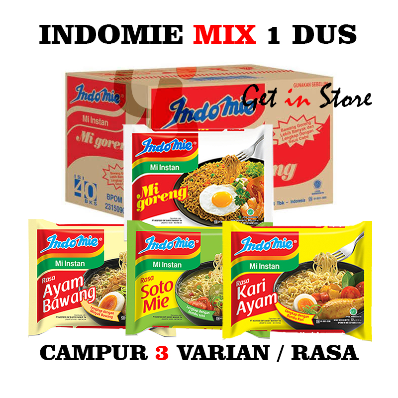Jual Indomie Mix 1 Dus Mie Instan 3 Varian Rasa 40 Pcs | Shopee Indonesia