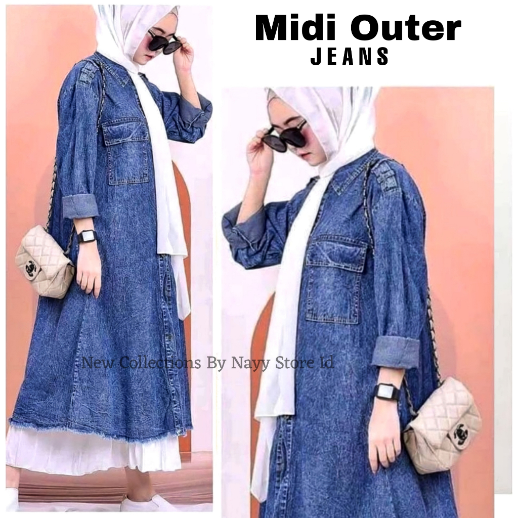Jual Baju Midi Outer Tunik Jeans Premium Atasan Denim Wanita Terbaru ...