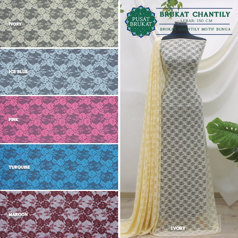 Jual KAIN BROKAT LACE CHANTILY LEMBUT / BRUKAT CHANTILLY BUNGA BAHAN ...
