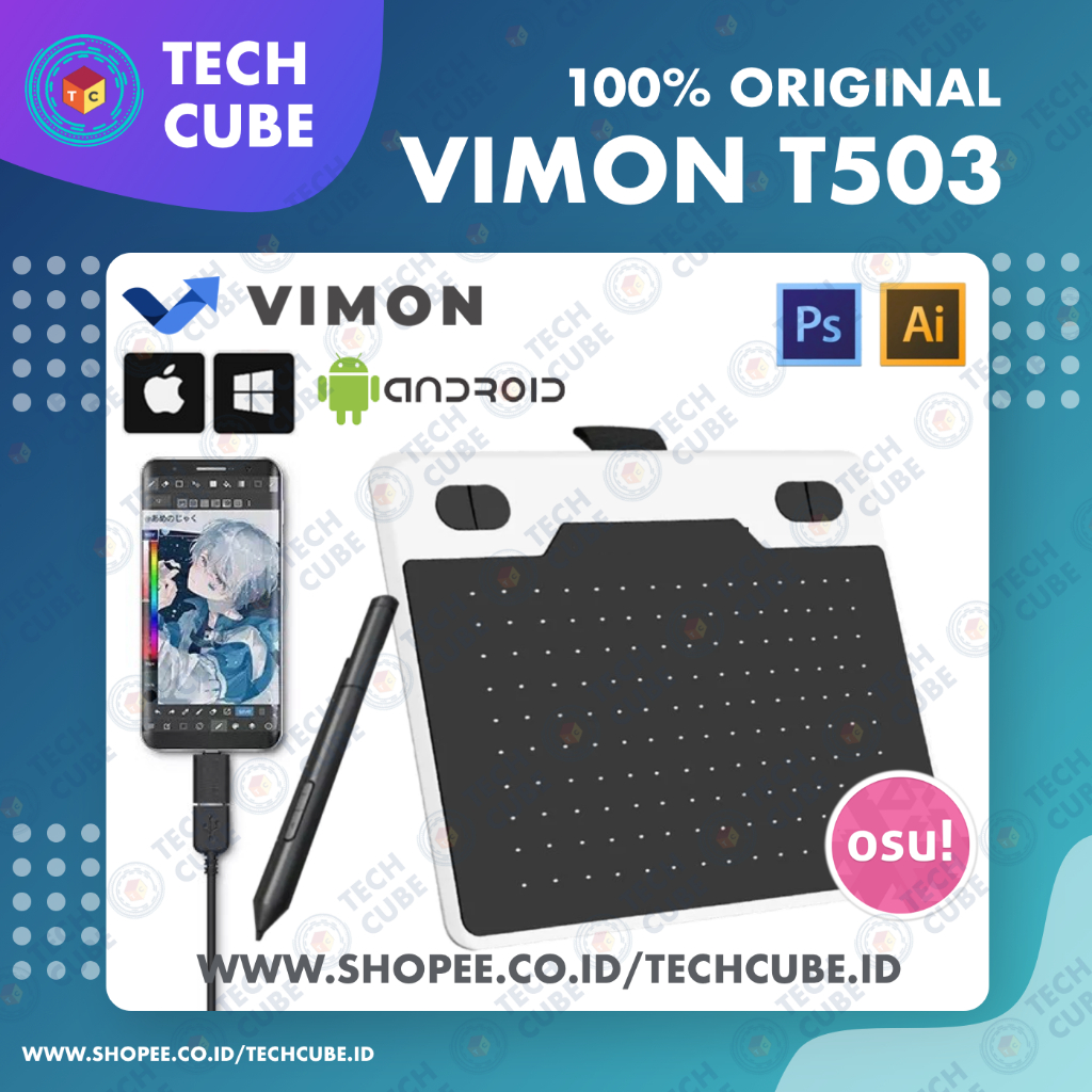 Jual VIMON T503 Digital Graphic Drawing Pen Tablet Stylus Art Design Gambar Writing Pad Tab OSU ...