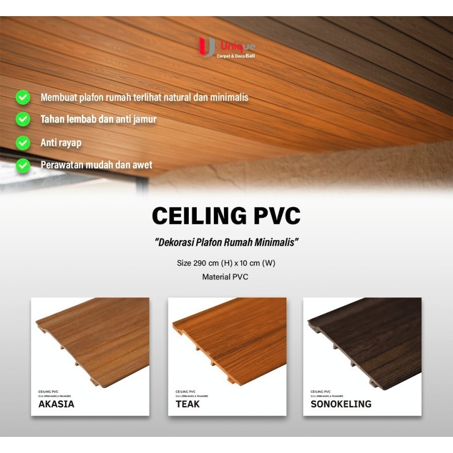 Jual PVC Plafon Indoor / Ceiling PVC Minimalis / Wood Panel PVC Dinding ...