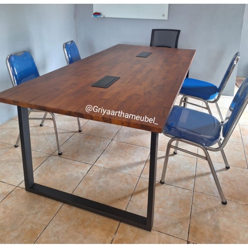 Jual custom meja kerja 200x100x75 kaki besi | Shopee Indonesia