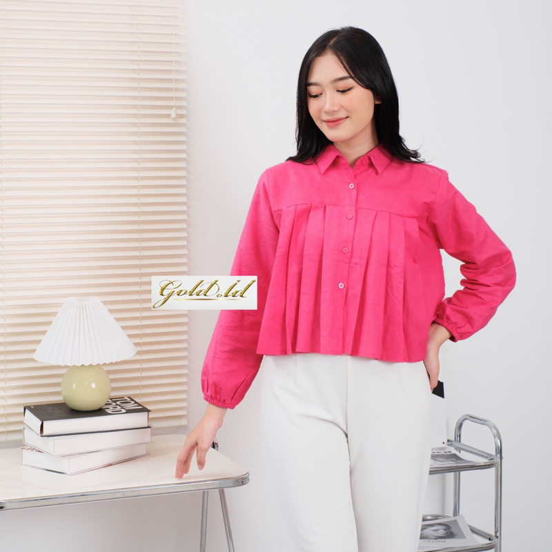 Jual MSMO Dear Top Longsleeve Pleats Shirt/Kemeja Wanita/Kemeja Lengan ...