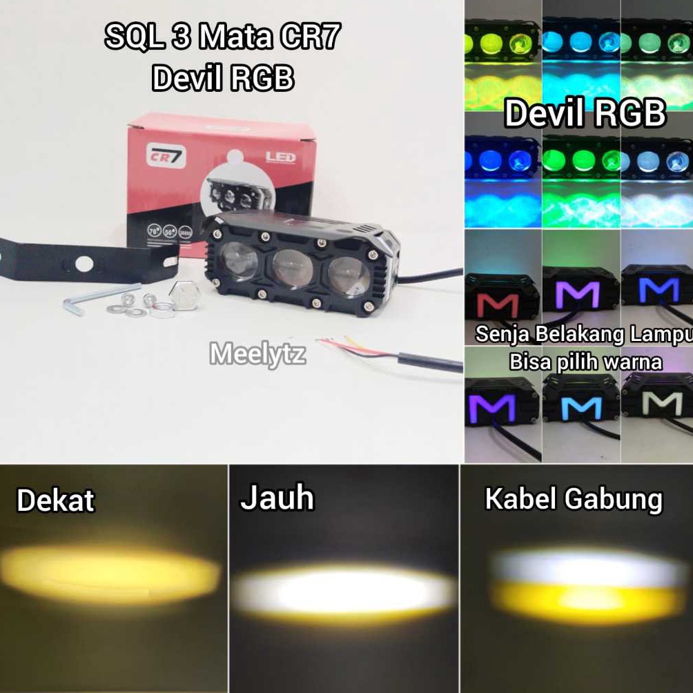 Jual Kode X55b Lampu Tembak Sql 3 Mata Cr7 Plus Devil Rgb Dan Senja