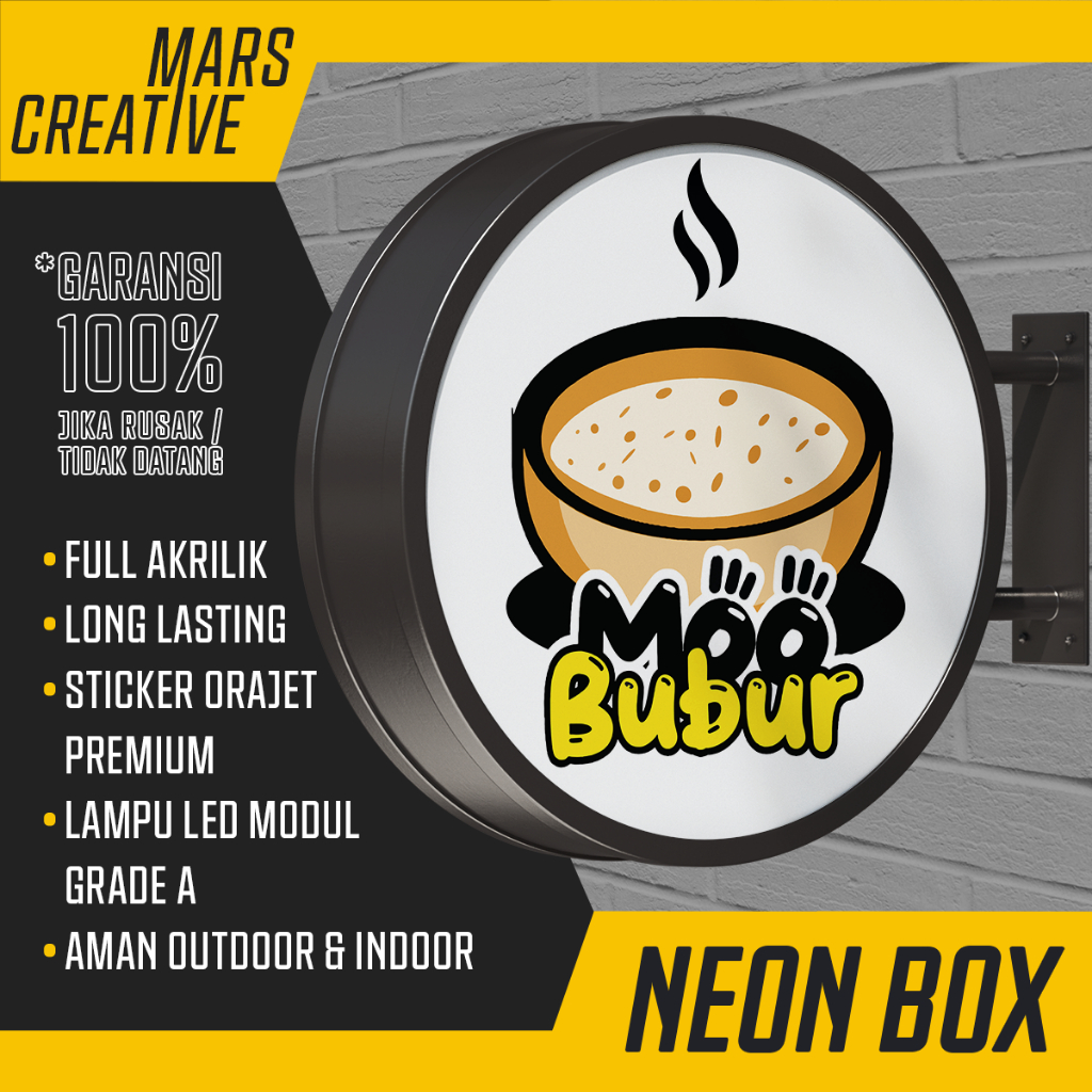 Jual MUDAH DIPASANG - NEON BOX PERSEGI 30 x 40 cm FULL ACRYLIC PREMIUM ...