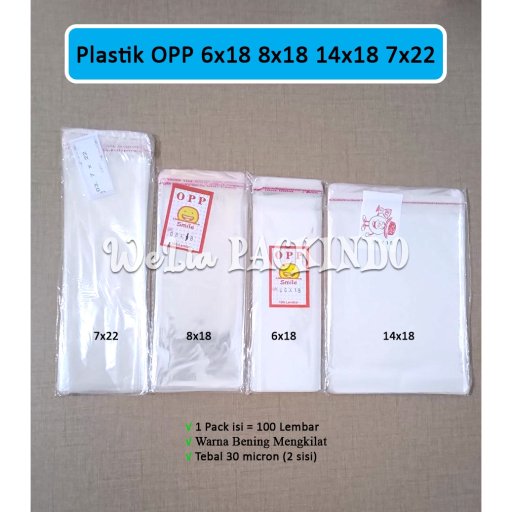 Jual Plastik OPP Lem 6x18 7x18 8x18 14x18 9x25 isi 100 Lembar / Plastik ...