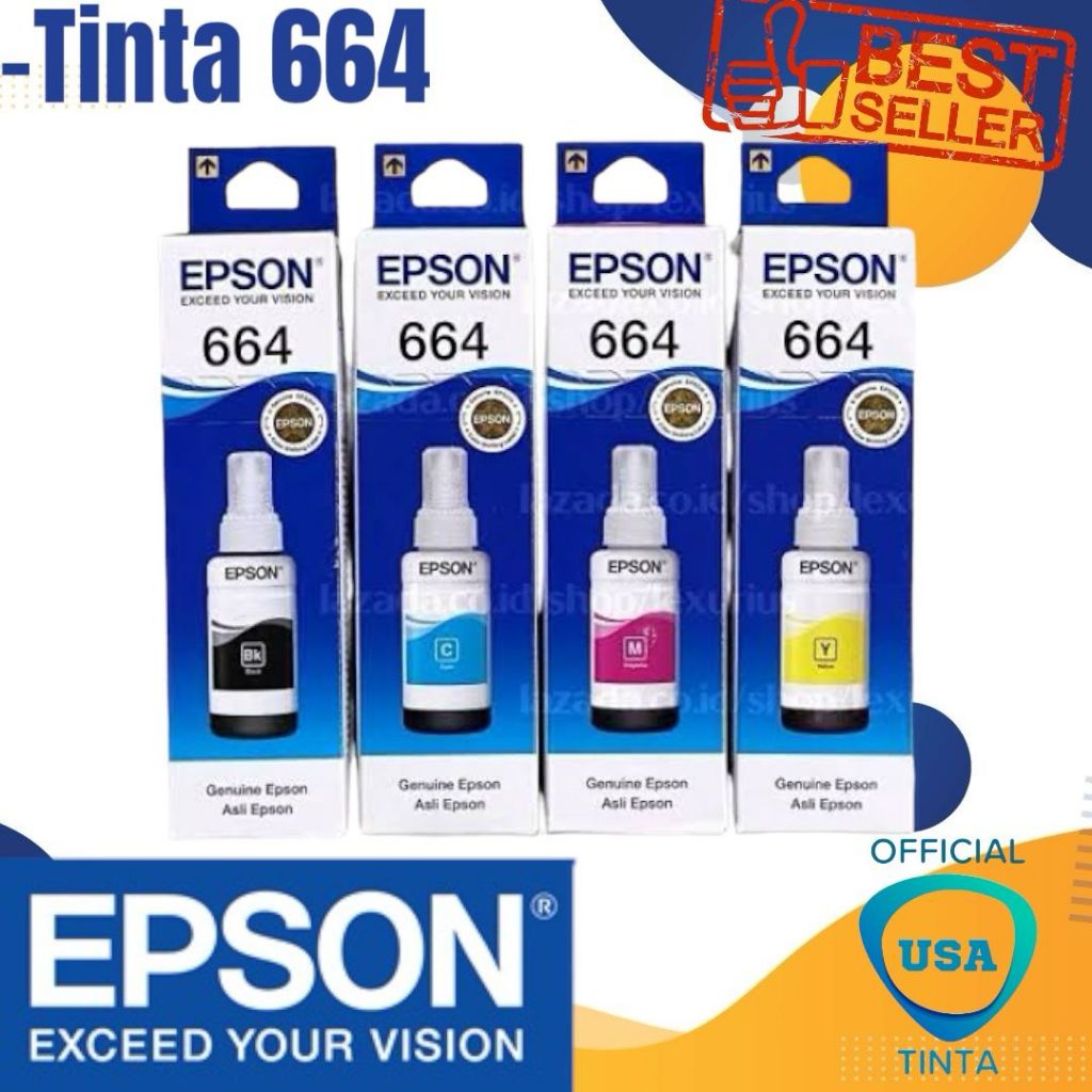 Jual Tinta Original Epson 664 satu SET ori T664 Printer L110 L120 L360 ...