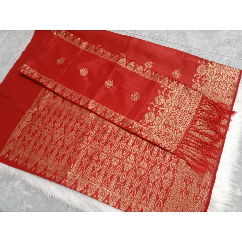 Jual songket silungkang warna merah dara | Shopee Indonesia