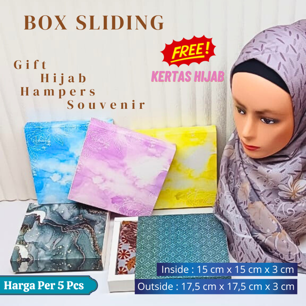Jual BOX SLIDING MOTIF KOTAK ( 5 Pcs ) / SLIDING BOX / KEMASAN / GIFT ...