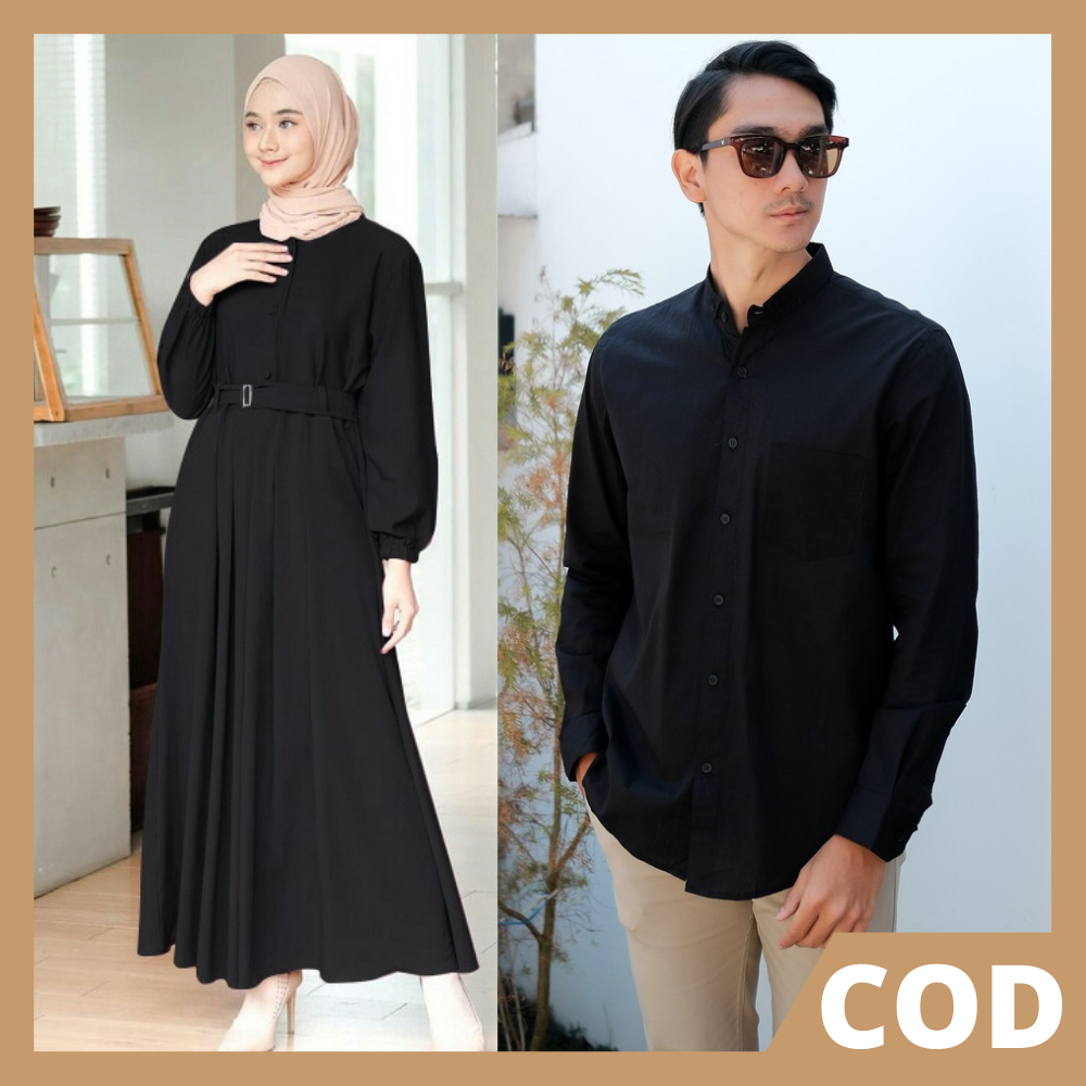 Jual GAMIS COUPLE PASANGAN TERBARU 2024 LENGAN PANJANG WARNA HITAM ...