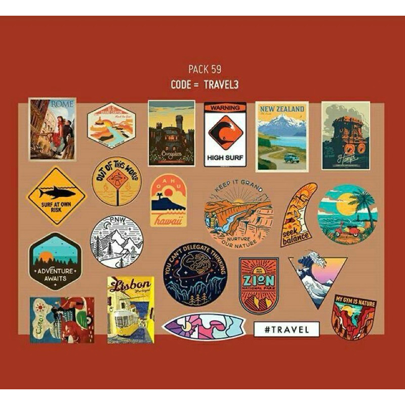 Jual Travel 3 Sticker Pack A5 (22pcs) | Shopee Indonesia
