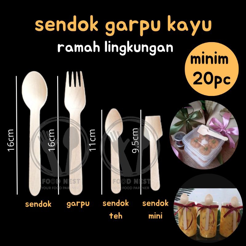 Jual SENDOK KAYU GARPU KAYU WOODEN DISPOSABLE BENTO CAKE LUNCHBOX GASE ...