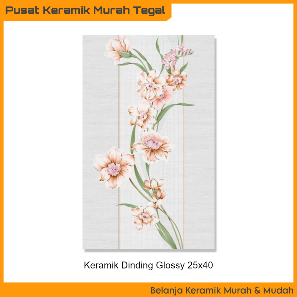Jual Keramik Dinding Mengkilap 25x40 Carina Art Grey Motif Bunga Cantik ...