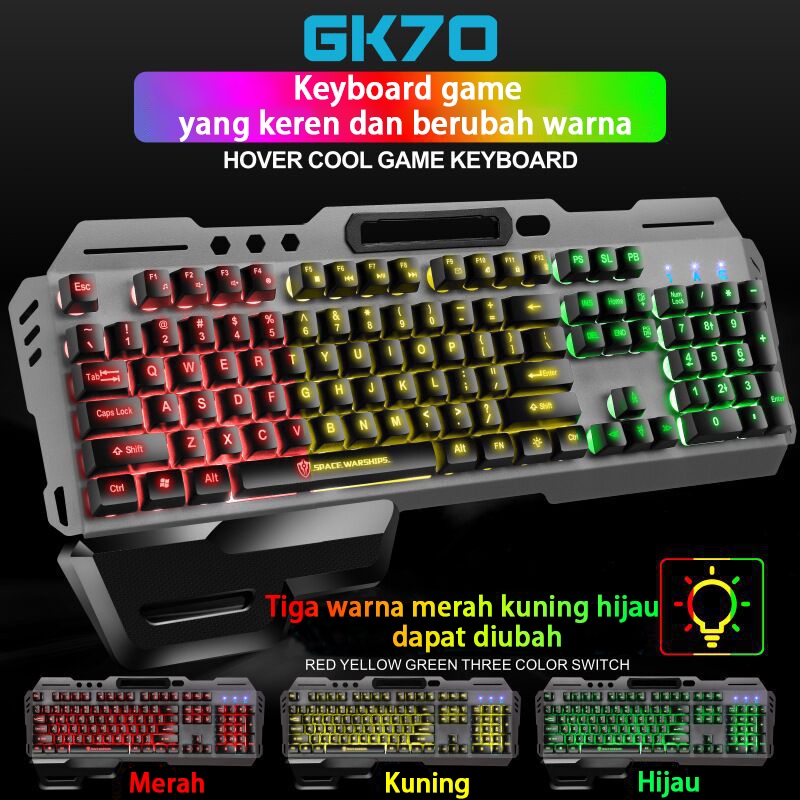 Jual Keyboard Gaming Mekanik Tahan Air RGB GK70, Cocok untuk PC dan ...