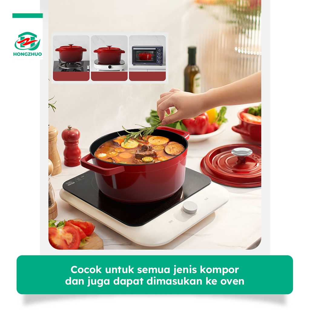 Jual Hongzhuo Enamel Cast Iron Panci 24CM Enamel Besi Cor Panas Merata ...