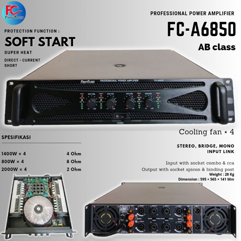 Jual Professional Firstclass Power Amplifier Class AB FCA 6850 | Power ...
