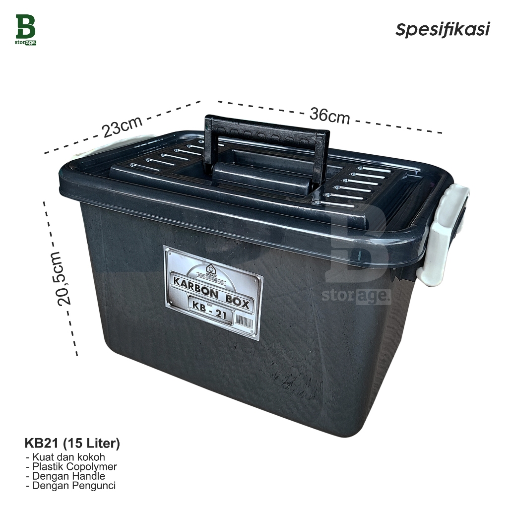 Jual Container Box Serbaguna KB 21 L - Kotak Serbaguna Hitam 15 Liter ...