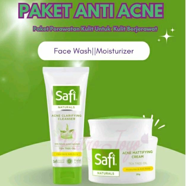 Jual Safi Naturals Anti Acne Paket jerawat(cleanser 100g& moisturizer ...