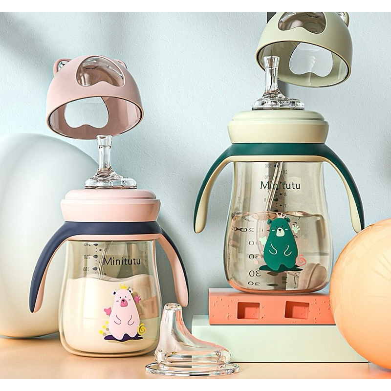 Jual BOTOL SUSU BAYI PPSU NIPPLE STRAW 240ML & 300ML DENGAN GRAFITASI BALL ANTI KOLIK MINITU ...