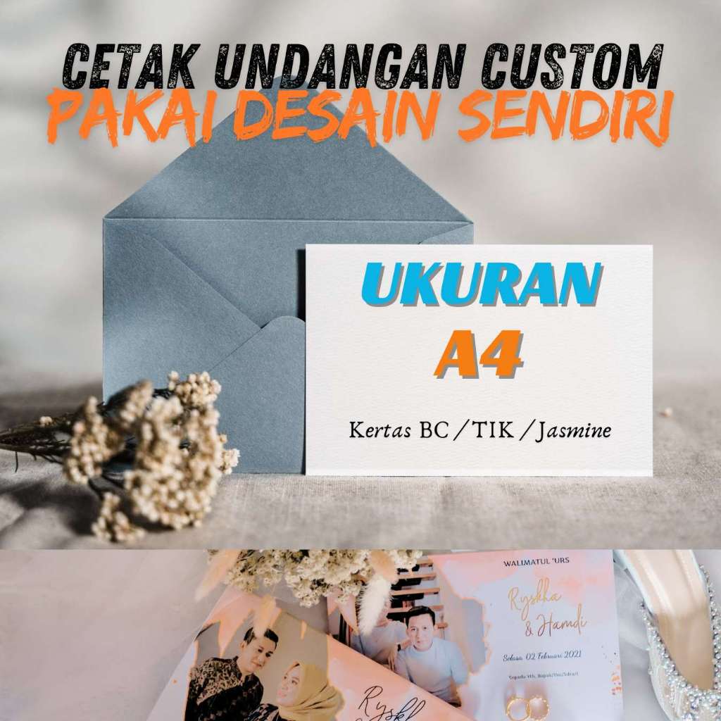 Jual Cetak Undangan Custom Bisa Desain Sendiri Kertas Jasmine, BC 150 ...