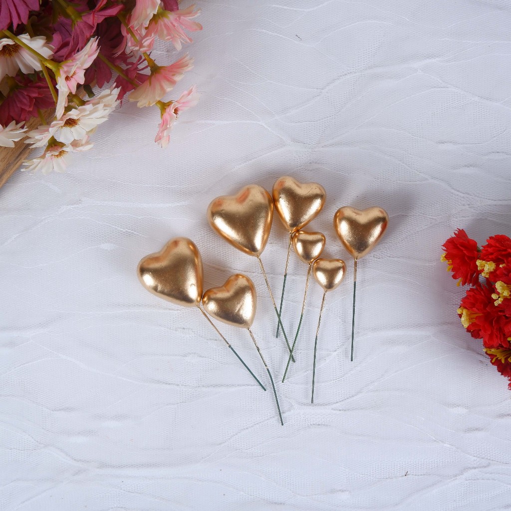 Jual Topper Balon Hati / Love Gold Mix 20pcs | Shopee Indonesia