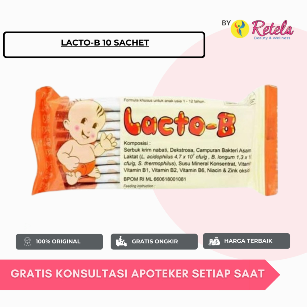 Jual LACTO-B 10 SACHET/ SUPLEMEN PROBIOTIK/ UNTUK DIARE PADA ANAK DAN ...
